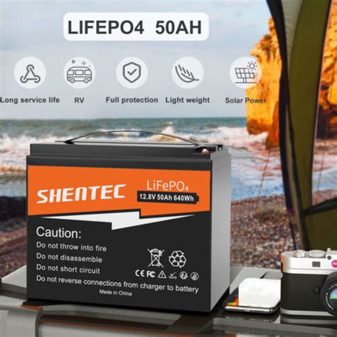 Shentec 12V 50Ah LiFePO4 Akku Lithium Batterie für Solarenergie