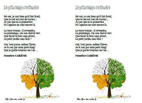 Le printemps reviendra Maurice Carême CE1 CE2 CM1 CM2 Fée des écoles