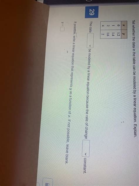 solved tell whether the data in the table can be modeled by
