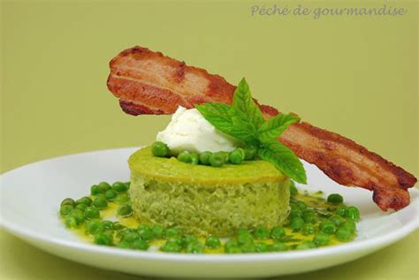 Flans de petits pois au lard croustillant Péché de gourmandise