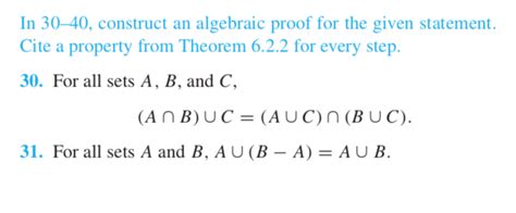 solved theorem 6 2 2 set identities let all sets referred to