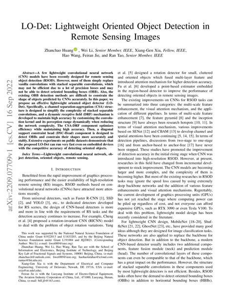 lo det lightweight oriented object detection in remote sensing images deepai