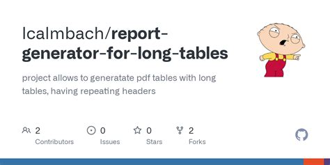 github lcalmbach report generator for long tables project allows to generatate pdf tables