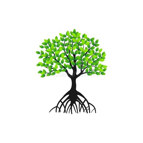 Árvore Abstrata Raízes E Folhas Verdes Ilustrações Do Vetor Da