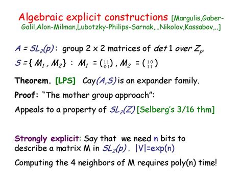 Expander Graphs Applications And Combinatorial Constructions Ppt