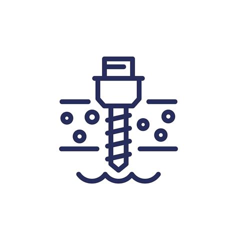 Icono de línea de perforación de pozo en blanco Vector Premium