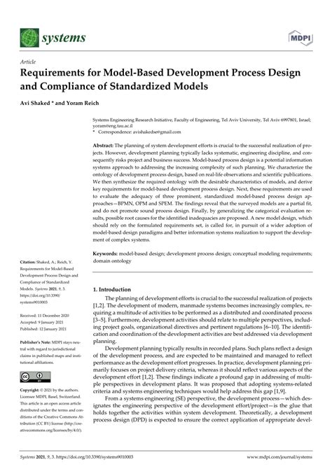pdf requirements for model based development process design and compliance of standardized models
