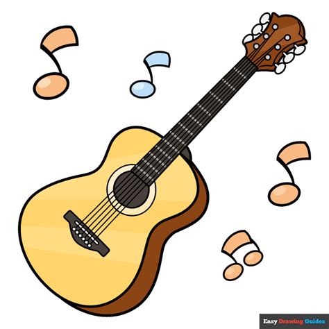 How To Draw An Acoustic Guitar Really Easy Drawing Tutorial
