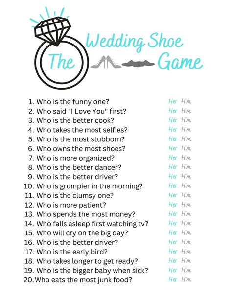 Wedding Shoe Game Etsy In Shoe Game Wedding Diy Wedding Games