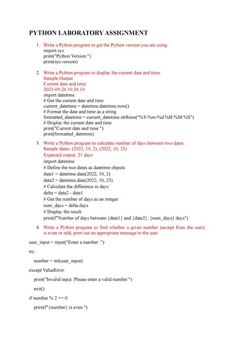 python lab assignment python laboratory assignment 1 write a python program to get the python