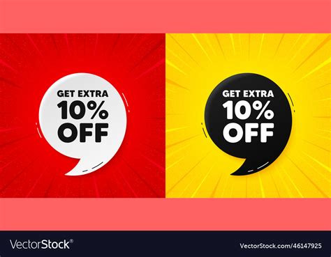 Get Extra 10 Percent Off Sale Discount Offer Sign Vector Image