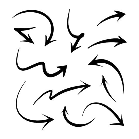 Conjunto de flechas dibujadas a mano doodle ilustración vectorial