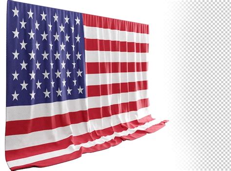 Cortina de bandeira dos estados unidos em renderização 3d chamada