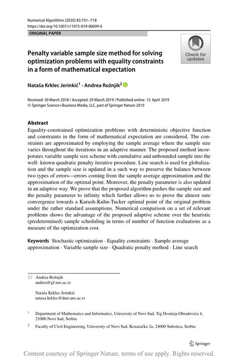 penalty variable sample size method for solving optimization problems with equality constraints