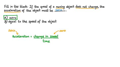 question video determining the acceleration of an object with constant speed nagwa