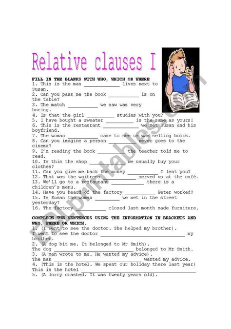 Relative Clauses Esl Worksheet By Pyr