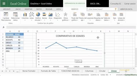 17 Crear una gráfica de líneas en Excel Online YouTube