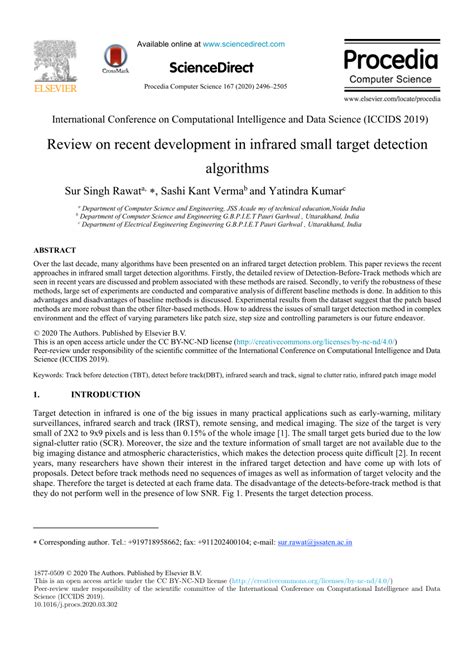 pdf review on recent development in infrared small target detection algorithms