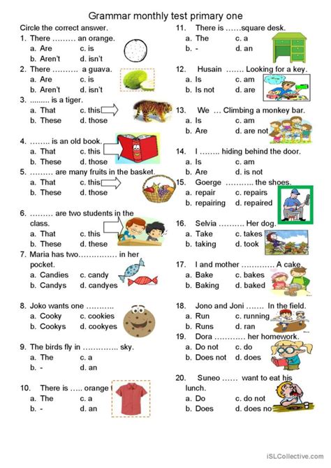 Beginner Grammar Monthly Test 1 English ESL Worksheets Pdf Doc