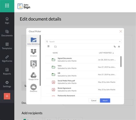 Integrate Zoho Sign With Zoho Workplace Apps