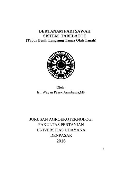 PDF BERTANAM PADI SAWAH SISTEM TABELATOT Tabur Benih DOKUMEN TIPS