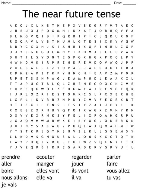 The Near Future Tense Word Search Wordmint