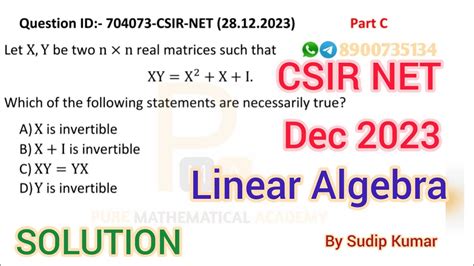 csir net december 2023 mathematics solution csir net dec 2023 linear algebra solution q id