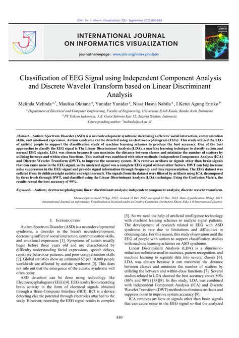 pdf classification of eeg signal using independent component analysis and discrete wavelet