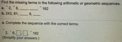 solved find the missing terms in the following arithmetic