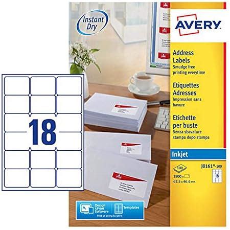 Avery Lot de 100 feuilles d étiquettes autocollantes pour adresse