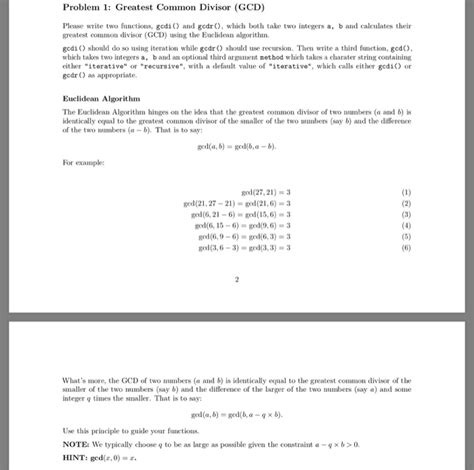 solved problem 1 greatest common divisor gcd please write