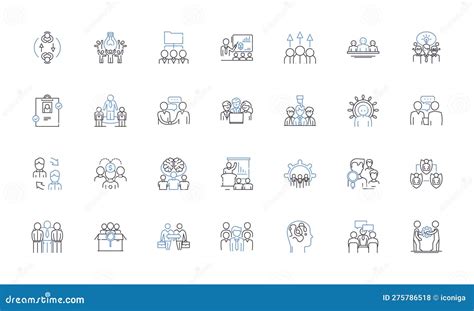 Synergy Harmony Line Icons Collection Alignment Teamwork Unity