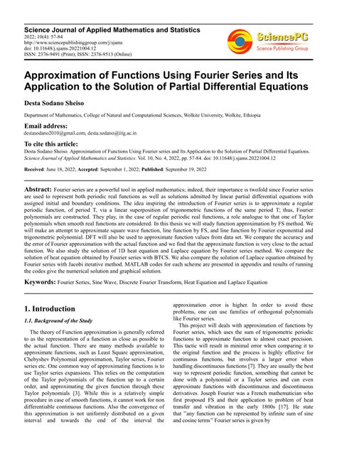 pdf approximation of functions using fourier series and its application to the solution of