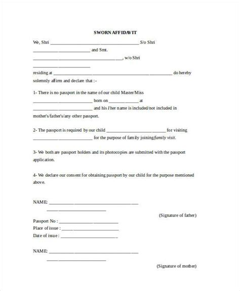 Affidavits Sworn Sample Free Printable Documents Images 5720 The Best