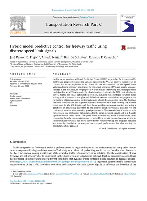 pdf hybrid model predictive control for freeway traffic using discrete speed limit signals