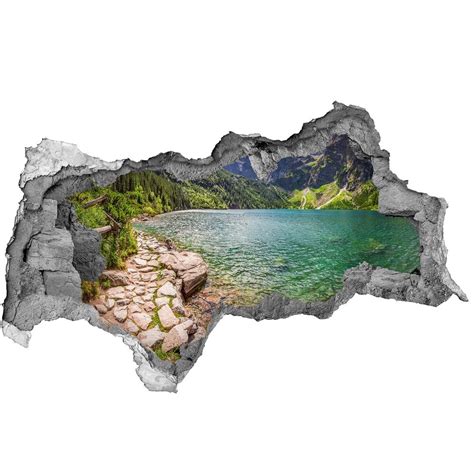 Morskie oko Tatry Dziura 3d w ścianie naklejka WallMuralia pl