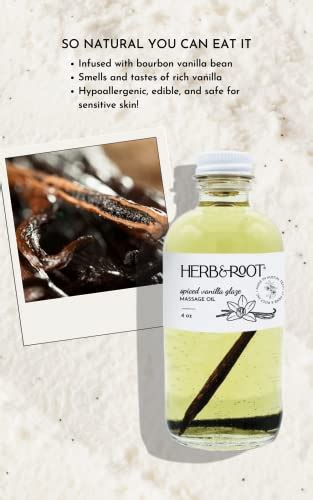 Herb And Root Edible Vanilla Flavored Massage Oil With Warming Cinnamon Spice Organic Body Oil