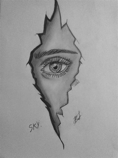 Mirando al mundo con pánico Dibujo a lápiz Hive