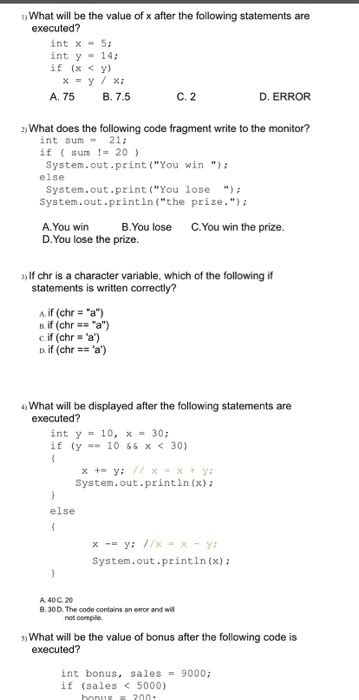 solved what will be the value of x after the following