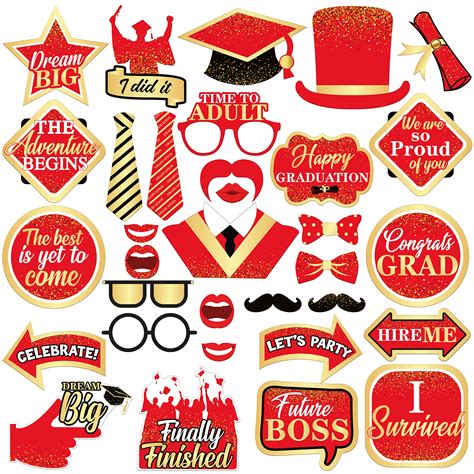 Buy Katchon Red Graduation Photo Booth Props Pack Of Red