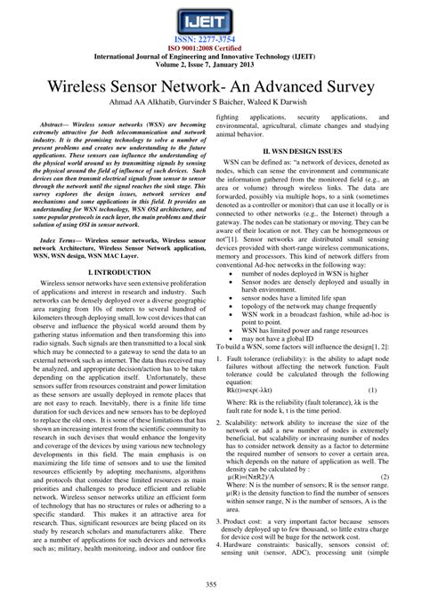 pdf wireless sensor network advanced survey