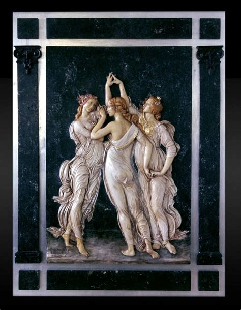 Polychrome Bas Relief The Three Graces By Botticelli 116 X 87 Cm