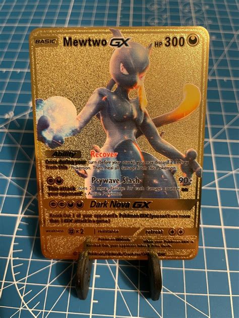 Mavin Shadow Mewtwo GX Gold Metal Pokemon Card Custom Limited