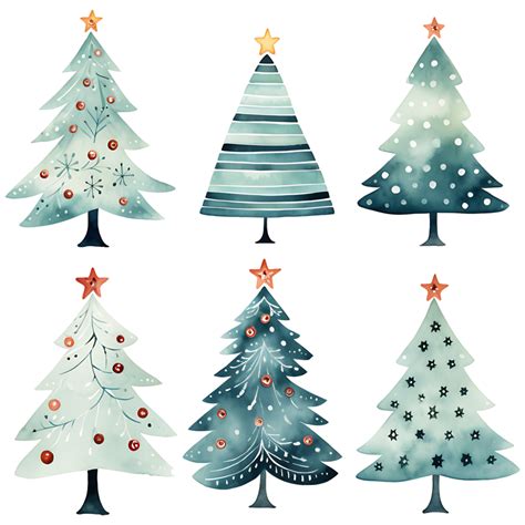 Christmas Tree Watercolor Transparent Background Ai Generative Png