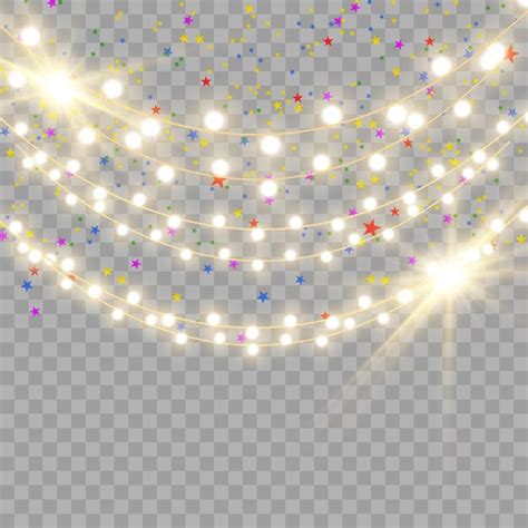 Premium Vector Christmas Lights Isolated On Transparent Background