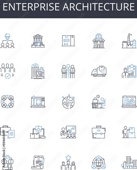 Enterprise Architecture Line Icons Collection Business Structure