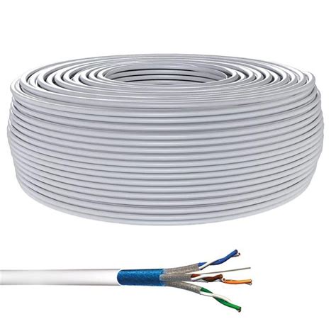 Bobine de câble Ethernet RJ45 Cat 6 monobrin S FTP CCA AWG23 100m Gris