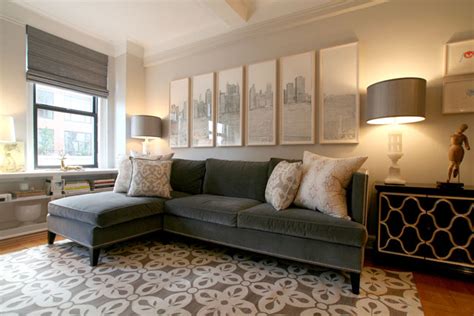 Gray Velvet Sofa With Chaise Lounge Cabinets Matttroy