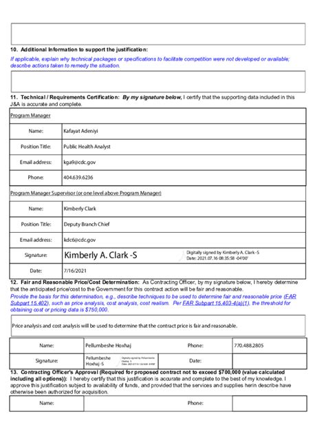 Fillable Online Template For A Justification And Approval Va