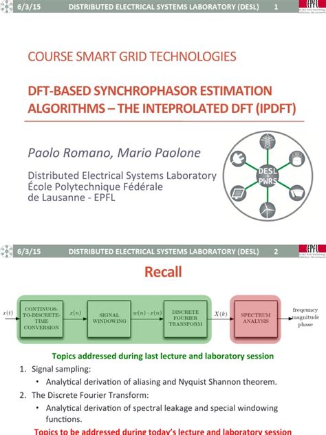 course sgt 3 dft based synchrophasor estimation algorithms ipdft rev2 pdf discrete